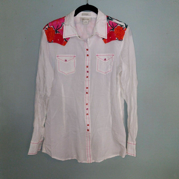 Ariat | Tops | Ariat Womens Large Semisheer White Button Up Top ...